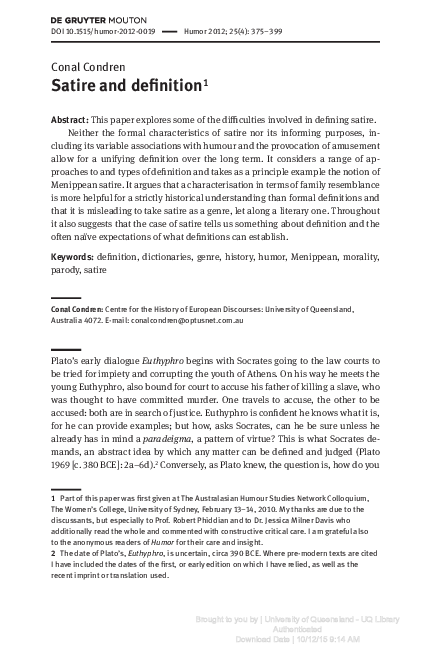 (PDF) Satire and definition