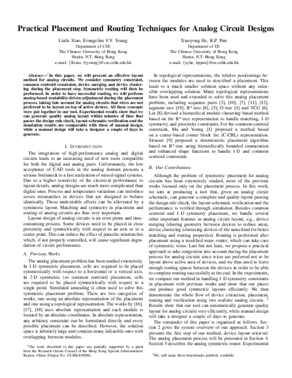 (PDF) Practical placement and routing techniques for analog circuit designs