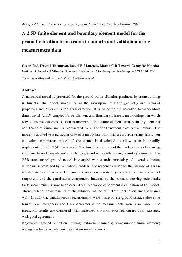 (PDF) A 2.5D finite element and boundary element model for the ground ...