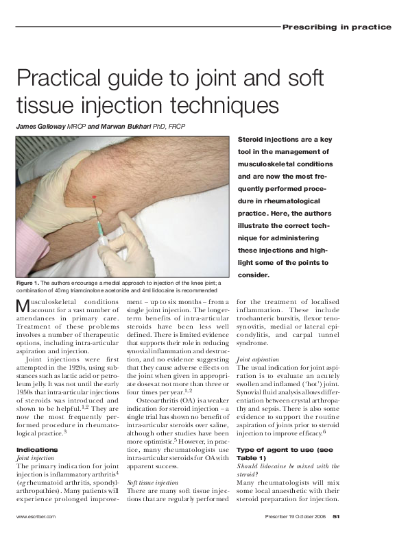 (PDF) Practical guide to joint and soft tissue injection techniques