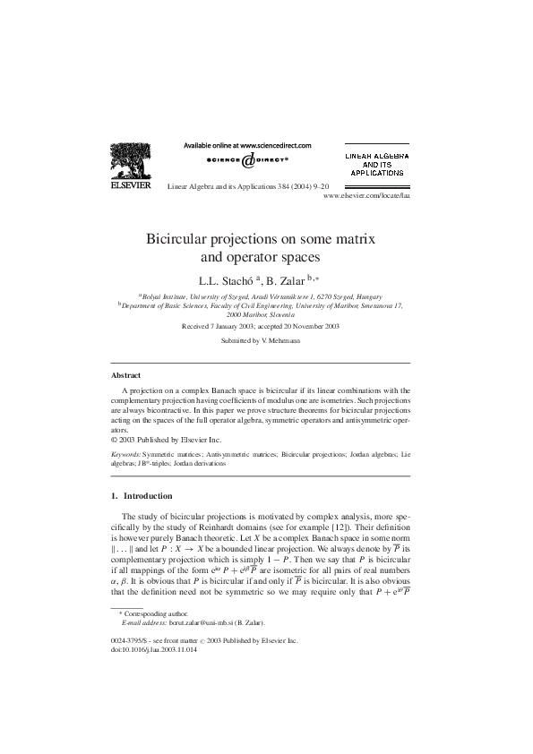 (PDF) Bicircular projections on some matrix and operator spaces