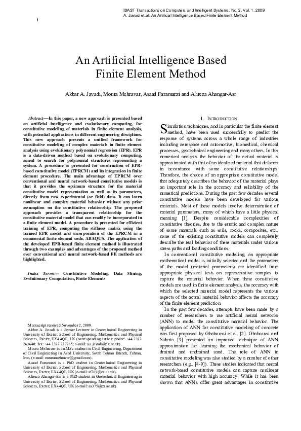 (PDF) An Artificial Intelligence based finite element method