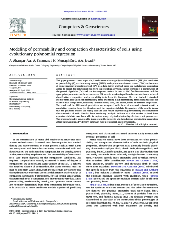 (PDF) Modeling of permeability and compaction characteristics of soils ...