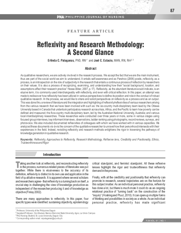 (PDF) Reflexivity and Research Methodology: A Second Glance