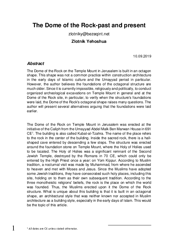 (PDF) The Dome of the Rock-past and present (English)