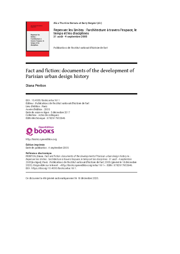(PDF) Fact and fiction: documents of the development of Parisian urban ...