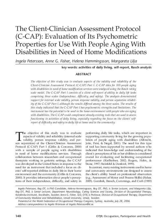 (PDF) The Client-Clinician Assessment Protocol (C-CAP): Evaluation of ...
