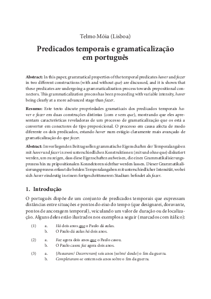 (PDF) Predicados temporais e gramaticalização em português