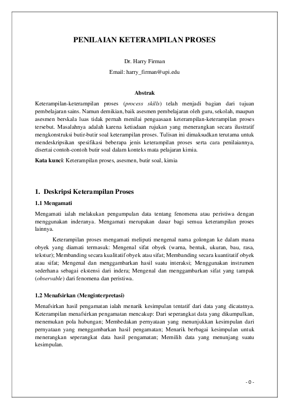 (PDF) PENILAIAN KETERAMPILAN PROSES SAINS