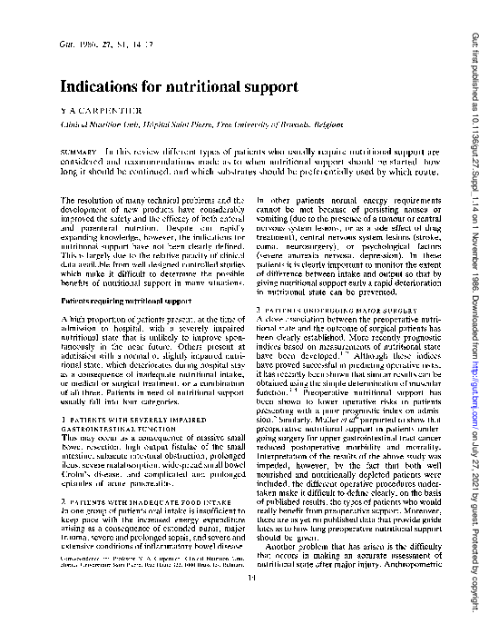 (PDF) Indications for nutritional support