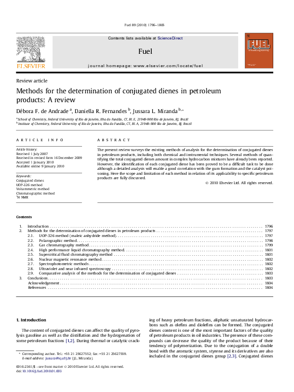 (PDF) Methods for the determination of conjugated dienes in petroleum ...