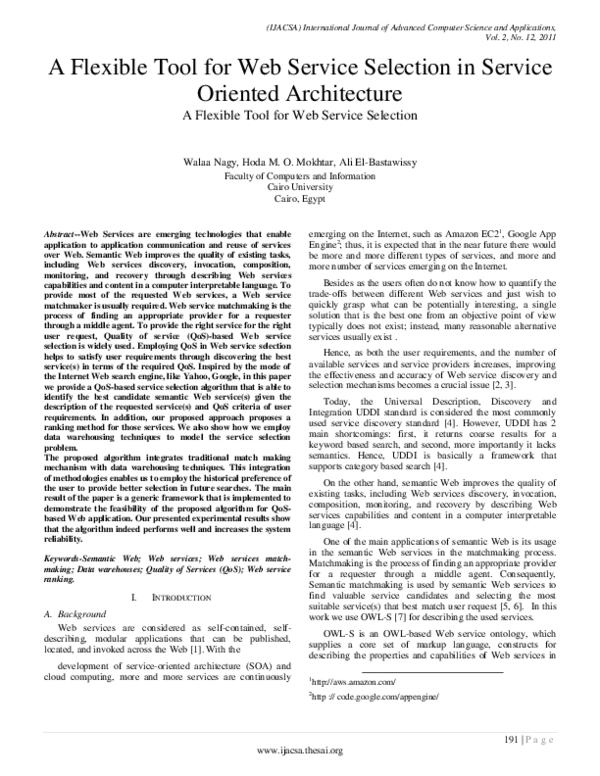 (PDF) A Flexible Tool for Web Service Selection in Service Oriented ...