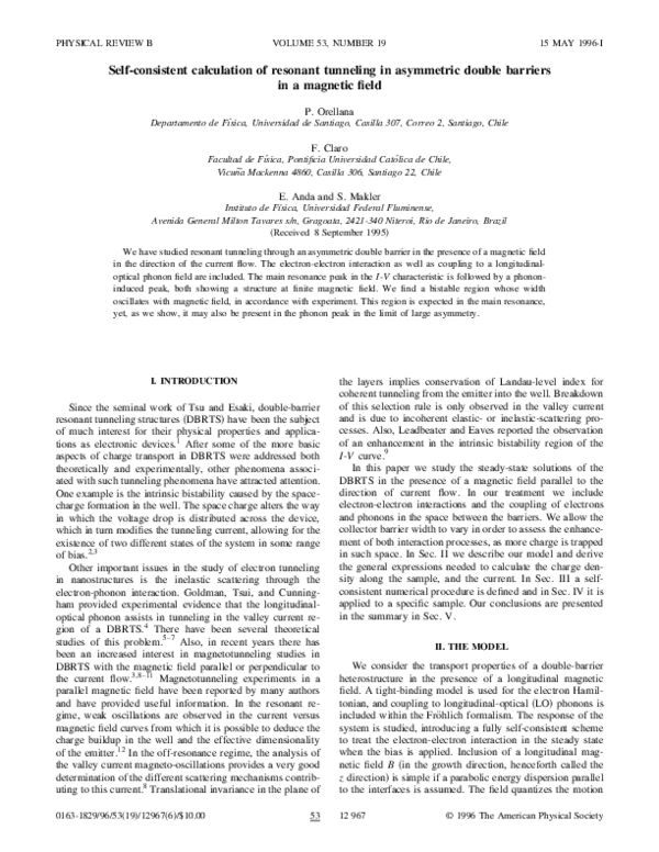 (PDF) Self-consistent calculation of resonant tunneling in asymmetric ...