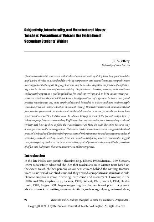 (PDF) Subjectivity, intentionality, and manufactured moves: Teachers ...