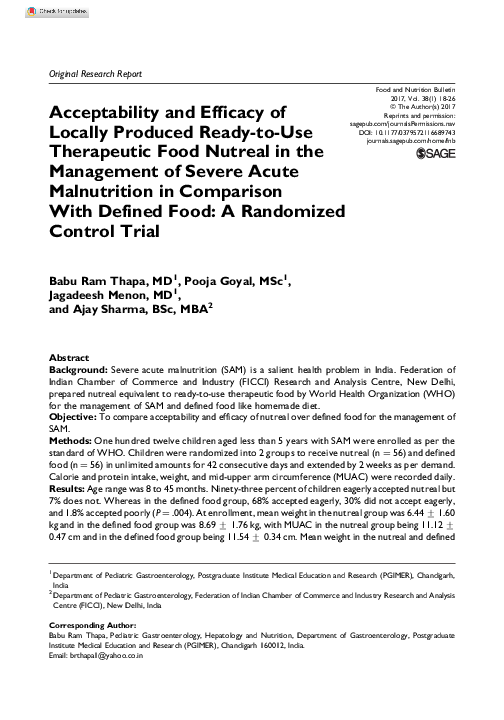 (PDF) Acceptability and Efficacy of Locally Produced Ready-to-Use ...