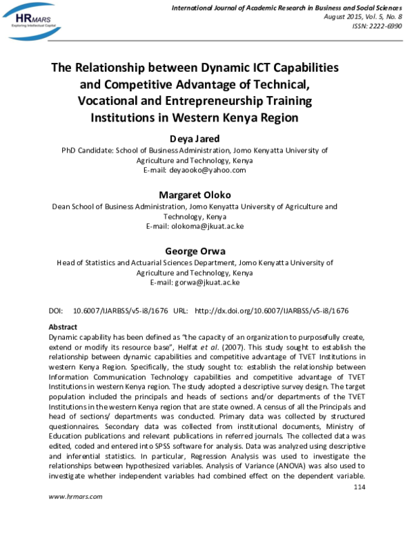 (PDF) The Relationship between Dynamic ICT Capabilities and Competitive ...