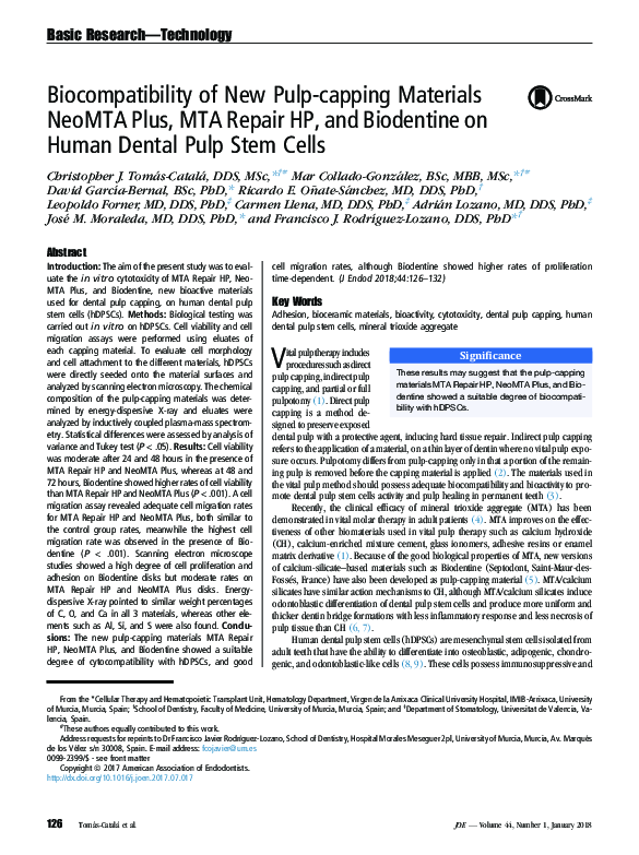 (PDF) Biocompatibility of New Pulp-capping Materials NeoMTA Plus, MTA ...