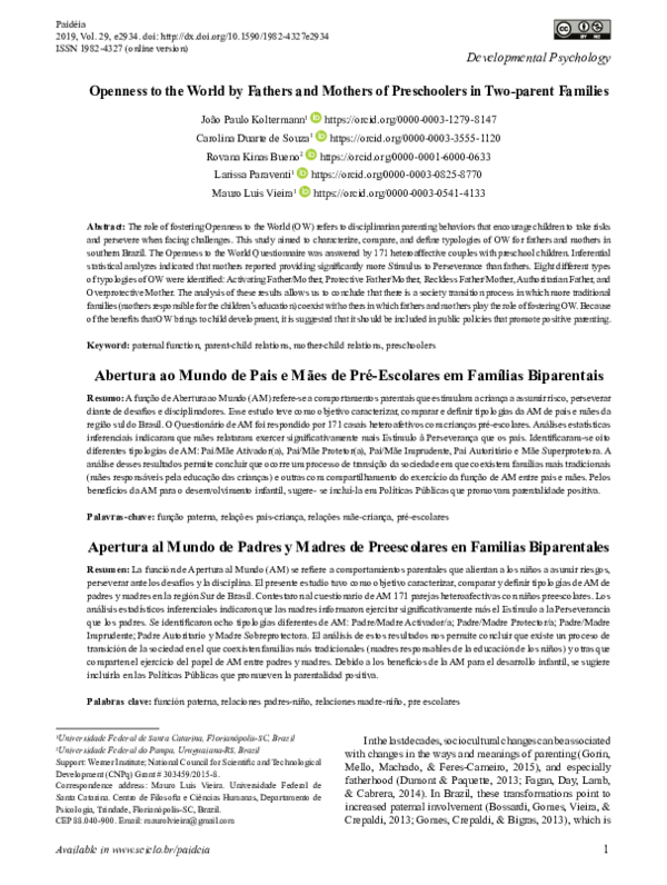 (PDF) Openness to the World by Fathers and Mothers of Preschoolers in ...