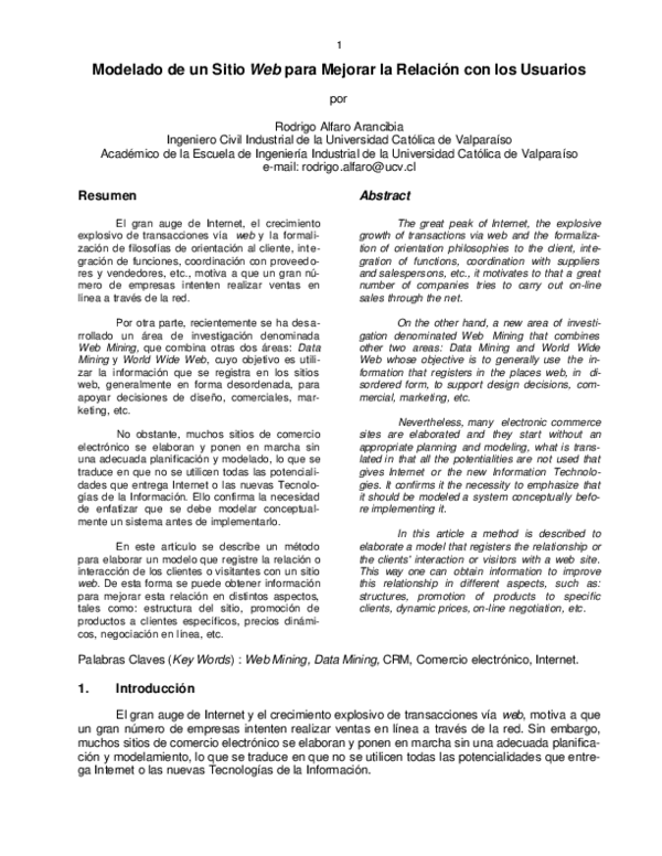 (PDF) Modelado De Un Sitio Web Para Mejorar La Relación Con Los Usuarios