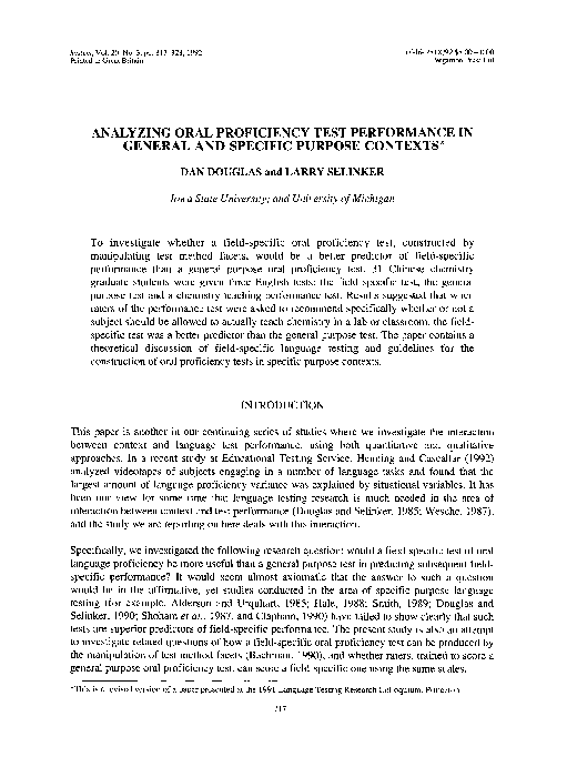 (PDF) Analyzing oral proficiency test performance in general and ...