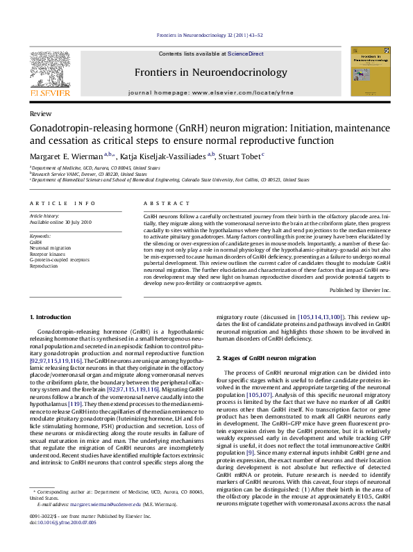 (PDF) Gonadotropin-releasing hormone (GnRH) neuron migration ...