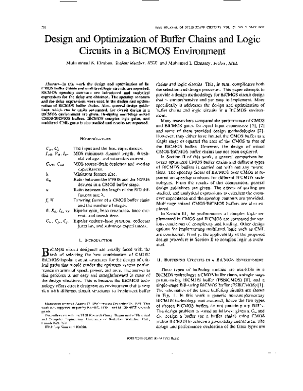 (PDF) Design and optimization of buffer chains and logic circuits in a BiCMOS environment ...