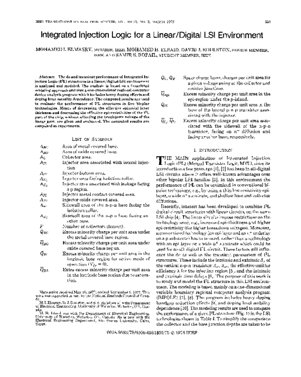 (PDF) Integrated injection logic for a linear/digital LSI environment