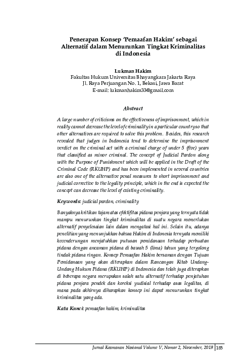 (PDF) Penerapan Konsep ‘Pemaafan Hakim’ sebagai Alternatif dalam ... (PDF) Penerapan Konsep ‘Pemaafan Hakim’ sebagai Alternatif dalam ...