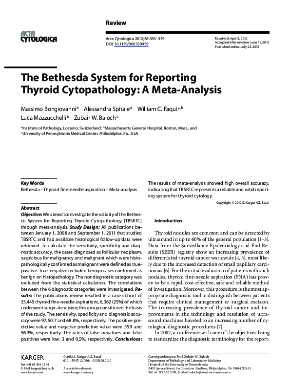 (PDF) The Bethesda System for Reporting Thyroid Cytopathology: A Meta ...