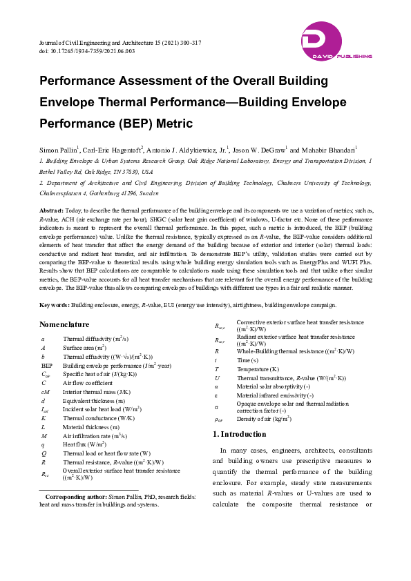 (PDF) Performance Assessment of the Overall Building Envelope Thermal ...