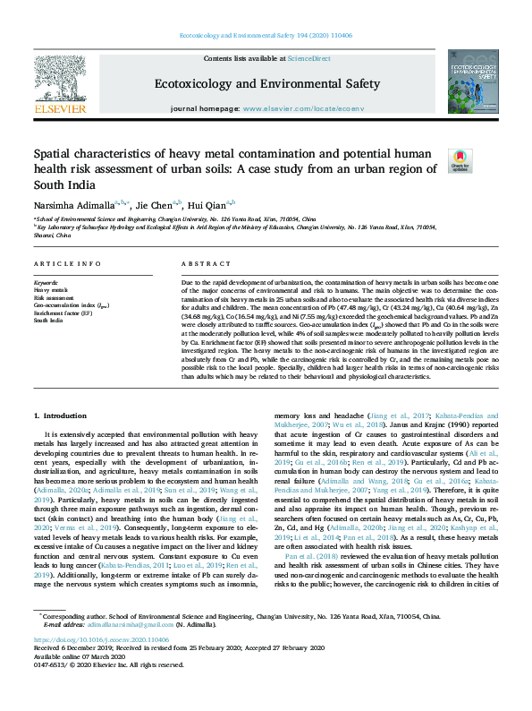 (PDF) Spatial characteristics of heavy metal contamination and ...