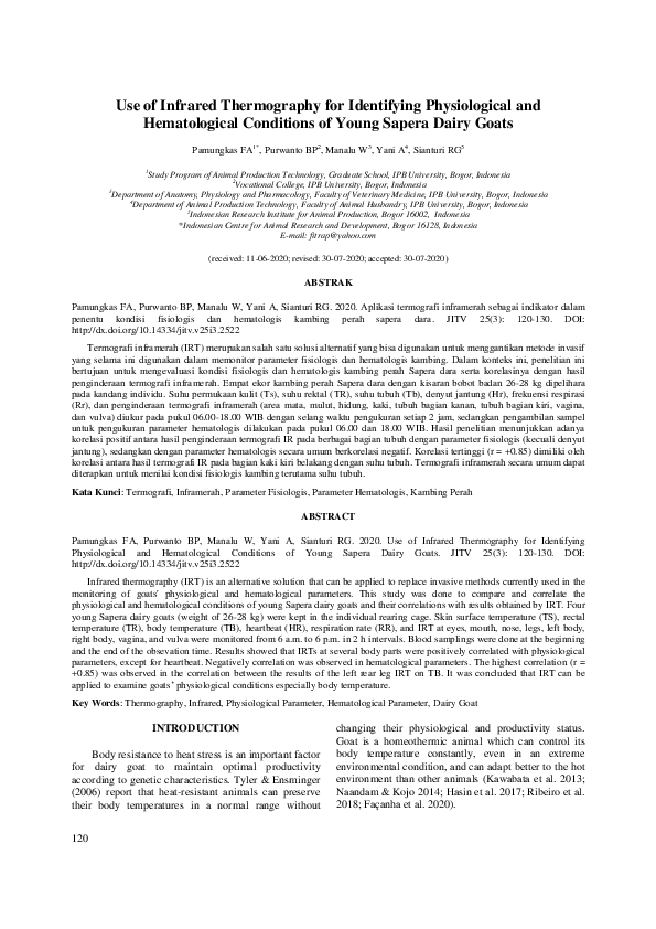 (PDF) Use of Infrared Thermography for Identifying Physiological and ...