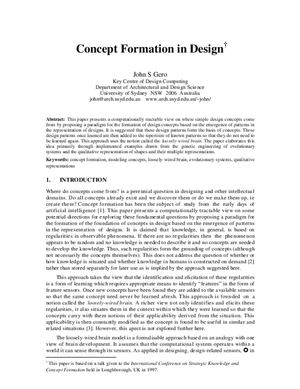 (PDF) Concept formation in design