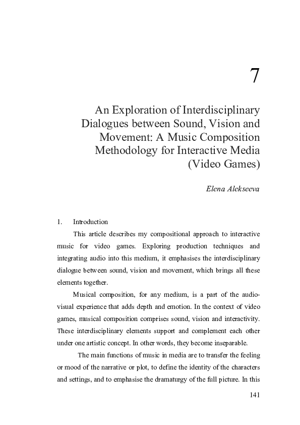 (PDF) An Exploration of Interdisciplinary Dialogues between Sound, Vision and Movement