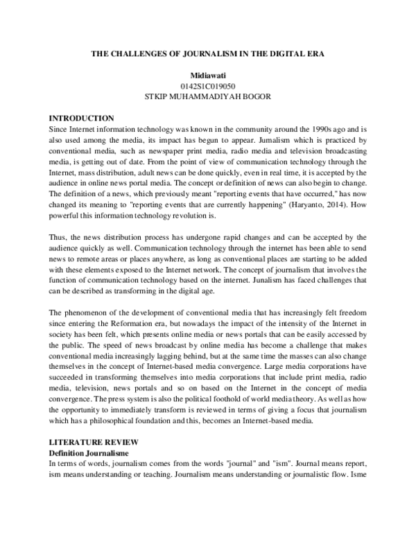 (PDF) THE CHALLENGES OF JOURNALISM IN THE DIGITAL ERA