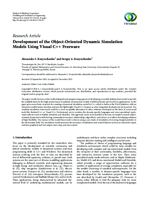(PDF) Development of the Object-Oriented Dynamic Simulation Models ...