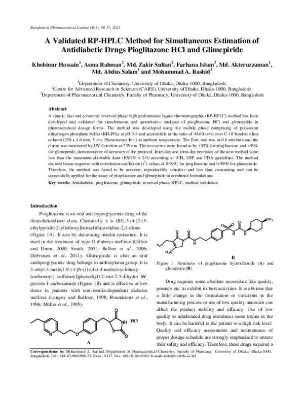 Pdf Validated Rp Hplc Method For The Simultaneous Estimation Of