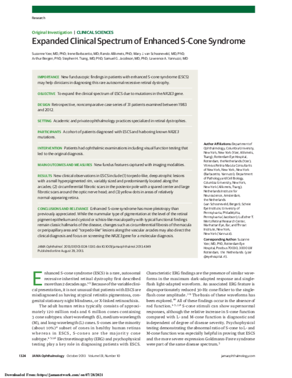 (PDF) Expanded Clinical Spectrum of Enhanced S-Cone Syndrome