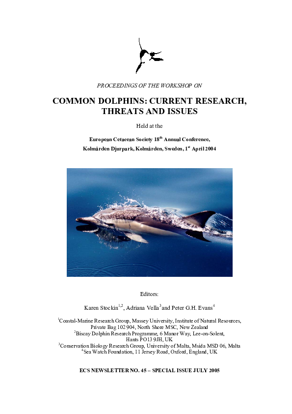 (PDF) Common dolphins: current research, threats and issues