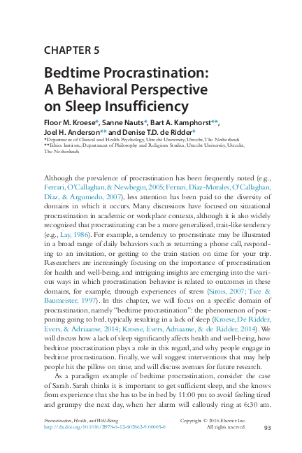 (PDF) Bedtime Procrastination: A Behavioral Perspective on Sleep Insufficiency