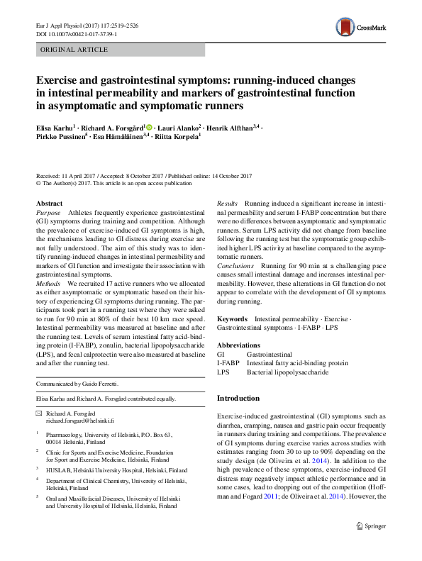(PDF) Gastrointestinal disorders and leaky gut syndrome in endurance ...