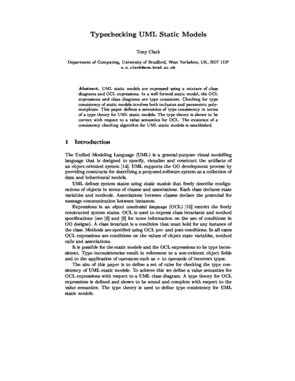 (PDF) Typechecking UML Static Models