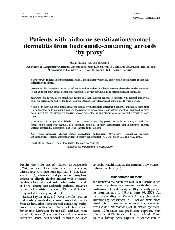 (PDF) Patients with airborne sensitization/contact dermatitis from ...