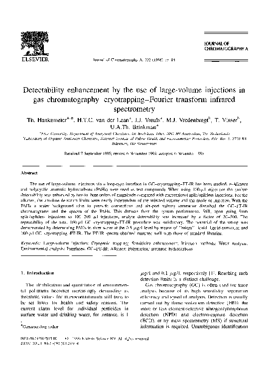 (PDF) Detectability enhancement by the use of large-volume injections in gas chromatography ...