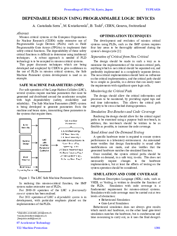 (PDF) Dependable design using Programmable Logic Devices