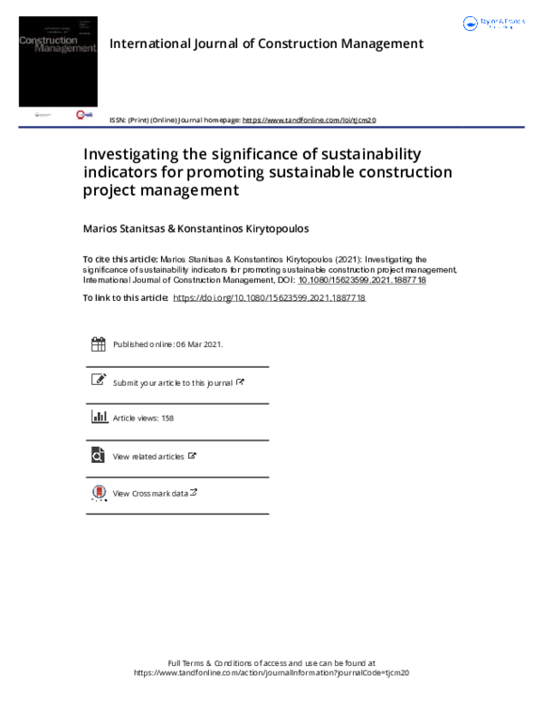 (PDF) Investigating the significance of sustainability indicators for ...