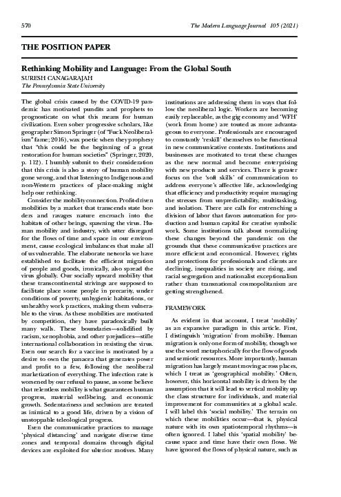 (PDF) Rethinking Mobility and Language From the Global South