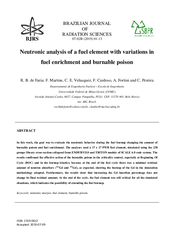 (PDF) Neutronic analysis of a fuel element with variations in fuel ...