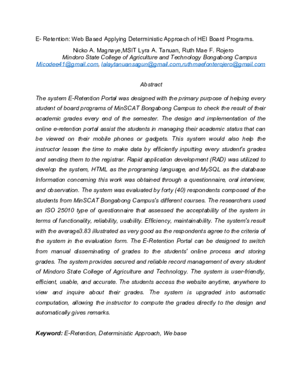 (DOC) E-Retention: Web Based Applying Deterministic Approach of HEI ...
