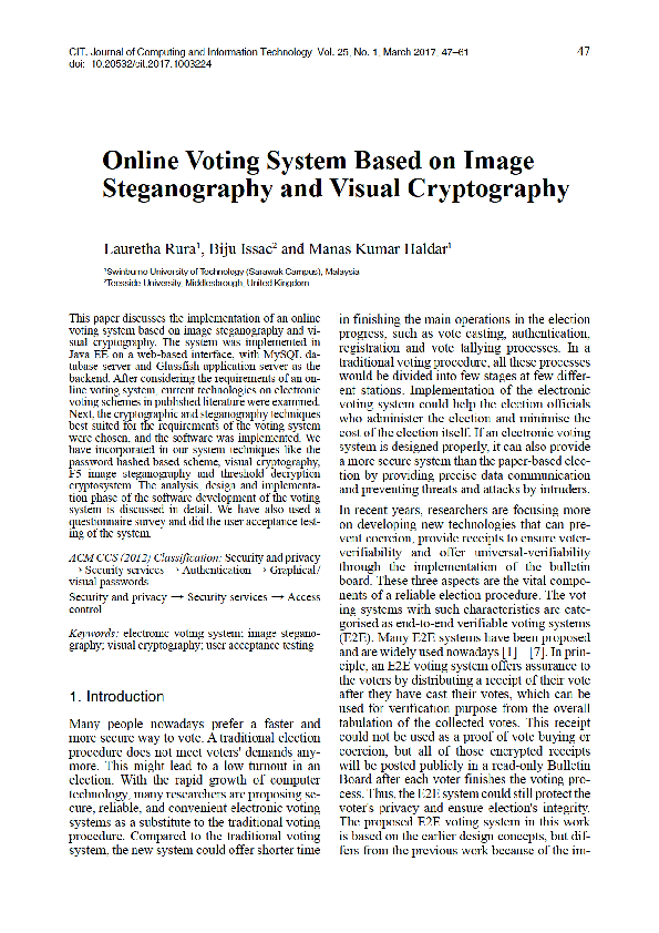Pdf Online Voting System Based On Image Steganography And Visual Cryptography 4265